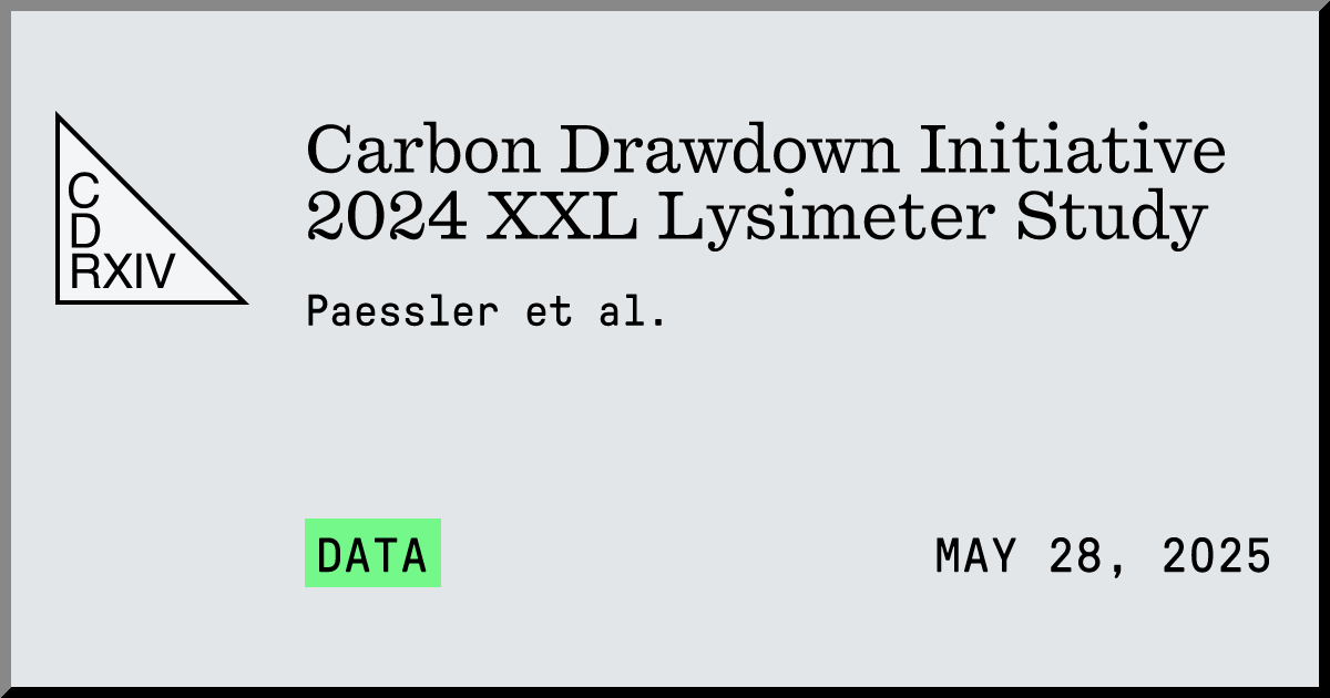 Carbon Drawdown Initiative 2024 XXL Lysimeter Study – CDRXIV