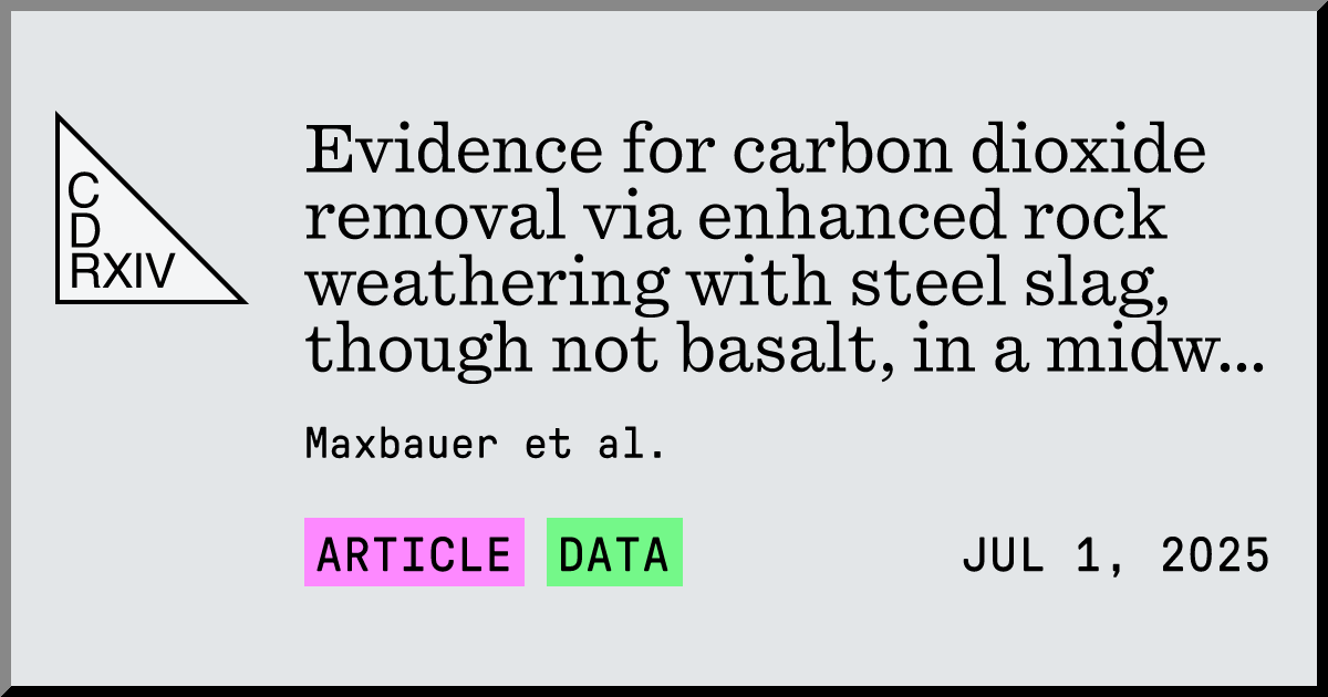 Evidence for carbon dioxide removal via enhanced rock weathering with ...