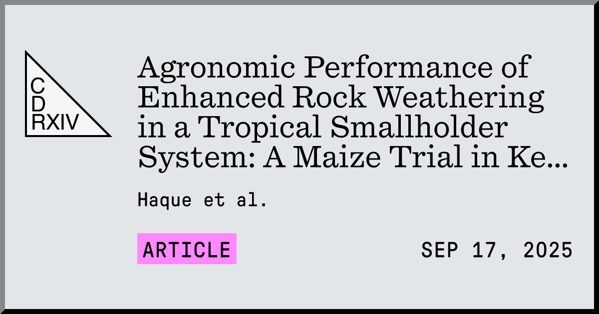Agronomic Performance of Enhanced Rock Weathering in a Tropical ...